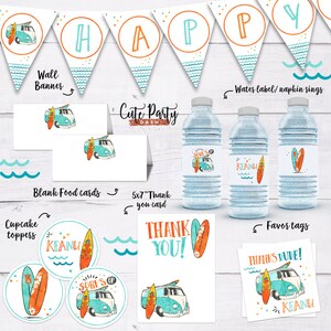 INSTANT DOWNLOAD - EDITABLE Surf's up Birthday 2" Cupcake Toppers ...