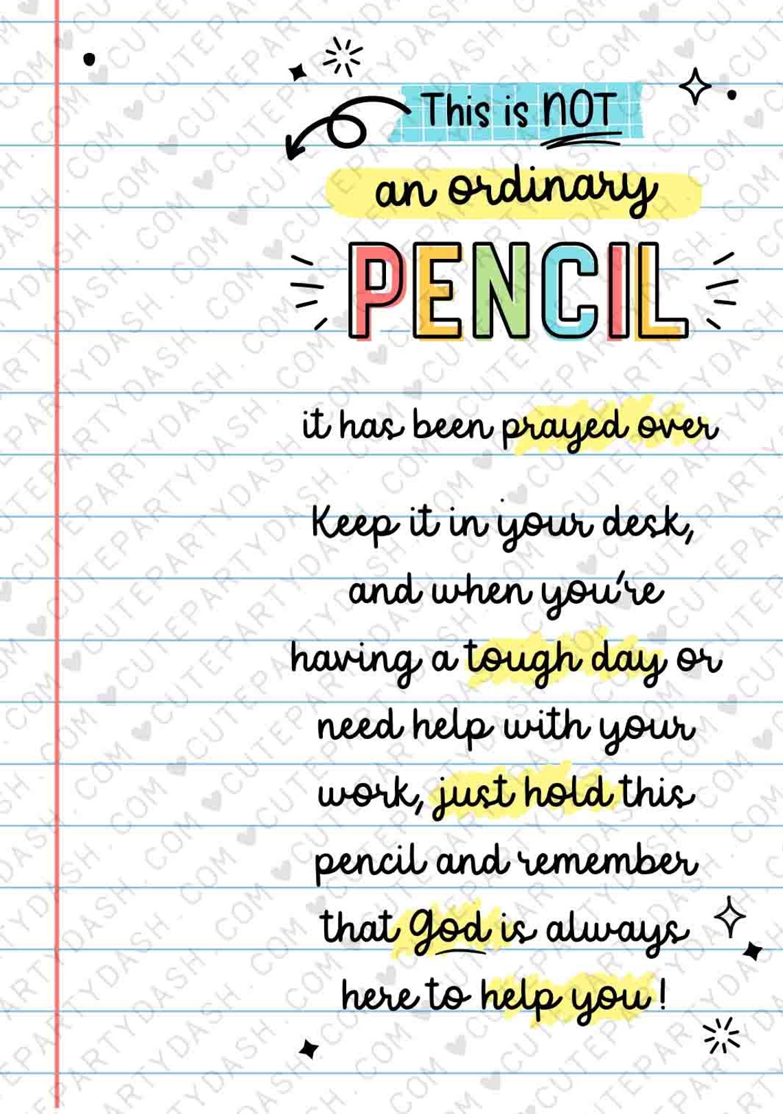 Pencil Prayer Tag: Sunday School Blessing Cards (digital Download) - Etsy