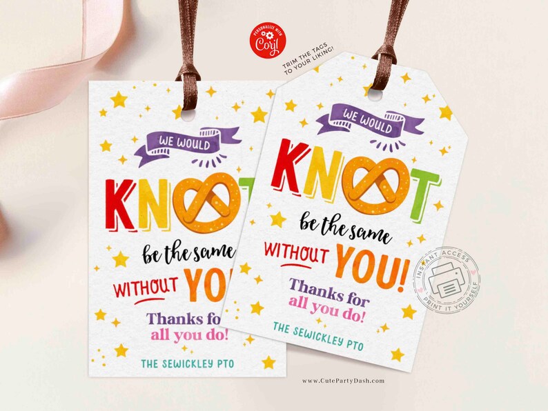 Editable Pretzel Gift Tag: Staff Appreciation, Teacher Thank You ...