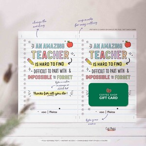 Editable Teacher Thank You Gift Card Holder Template Printable Amazing ...