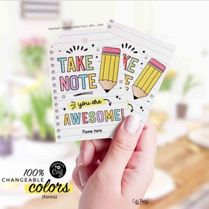 Take Note Tag Editable Teacher Appreciation Week Gift Tag Template ...