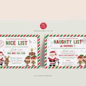 EDITABLE Santa Claus Official Nice Naughty List Certificate Bundle ...