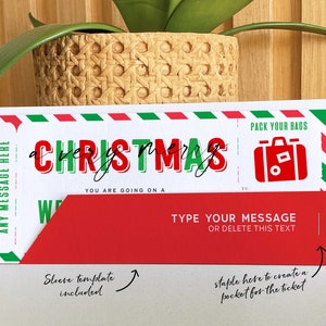 Christmas Weekend Getaway Voucher Template, Surprise Trip Gift Ticket ...