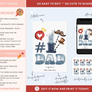Number 1 Dad Gift Tags INSTANT DOWNLOAD Editable Happy Father's Day ...