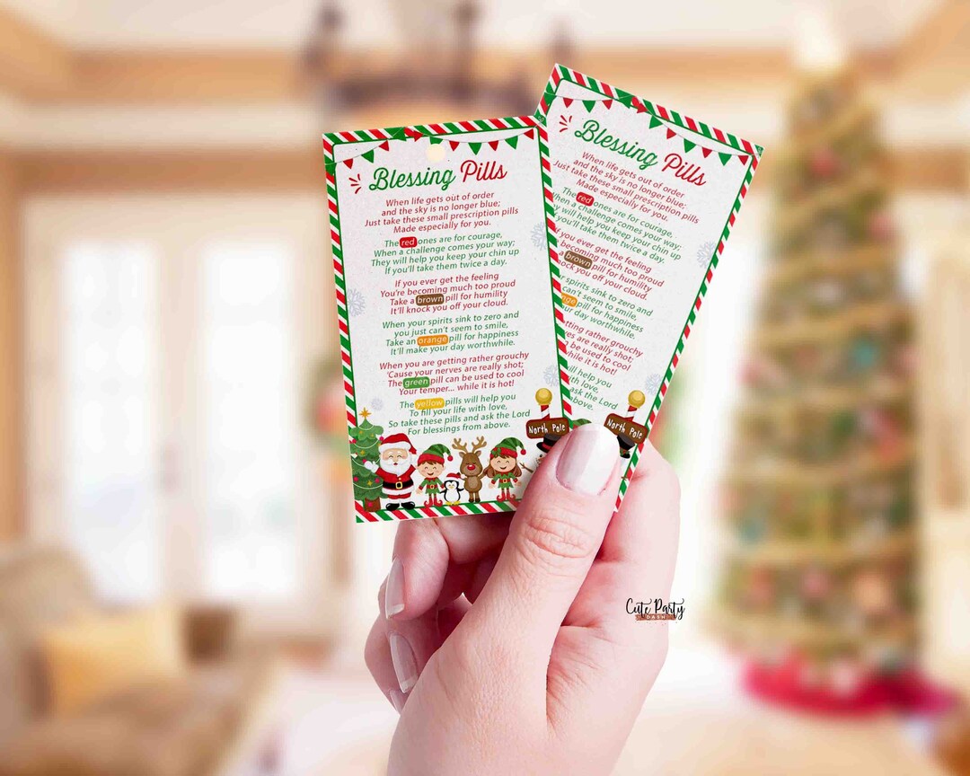 Christmas Blessing Pills Poem Tag INSTANT DOWNLOAD Santa Teacher Staff ...