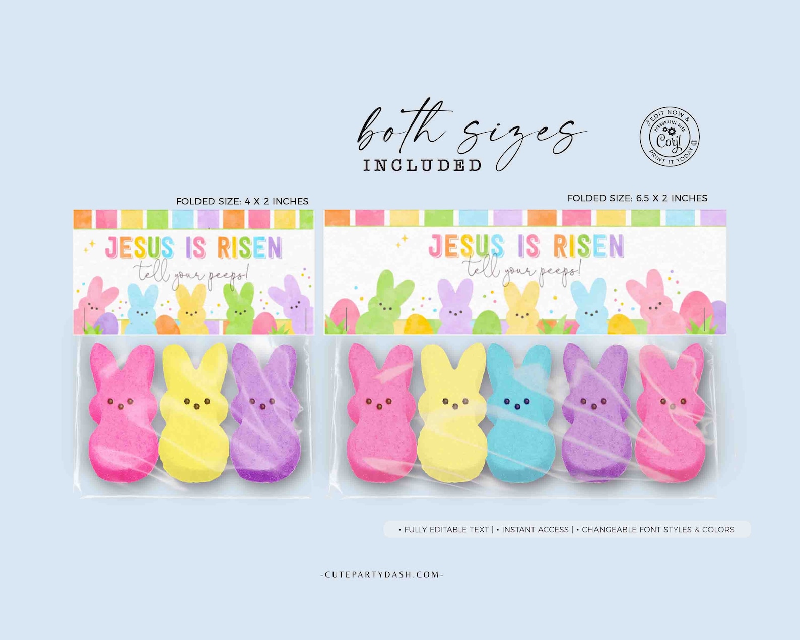 Jesus is Risen Easter Treat Bag Toppers: Editable Template (instant ...