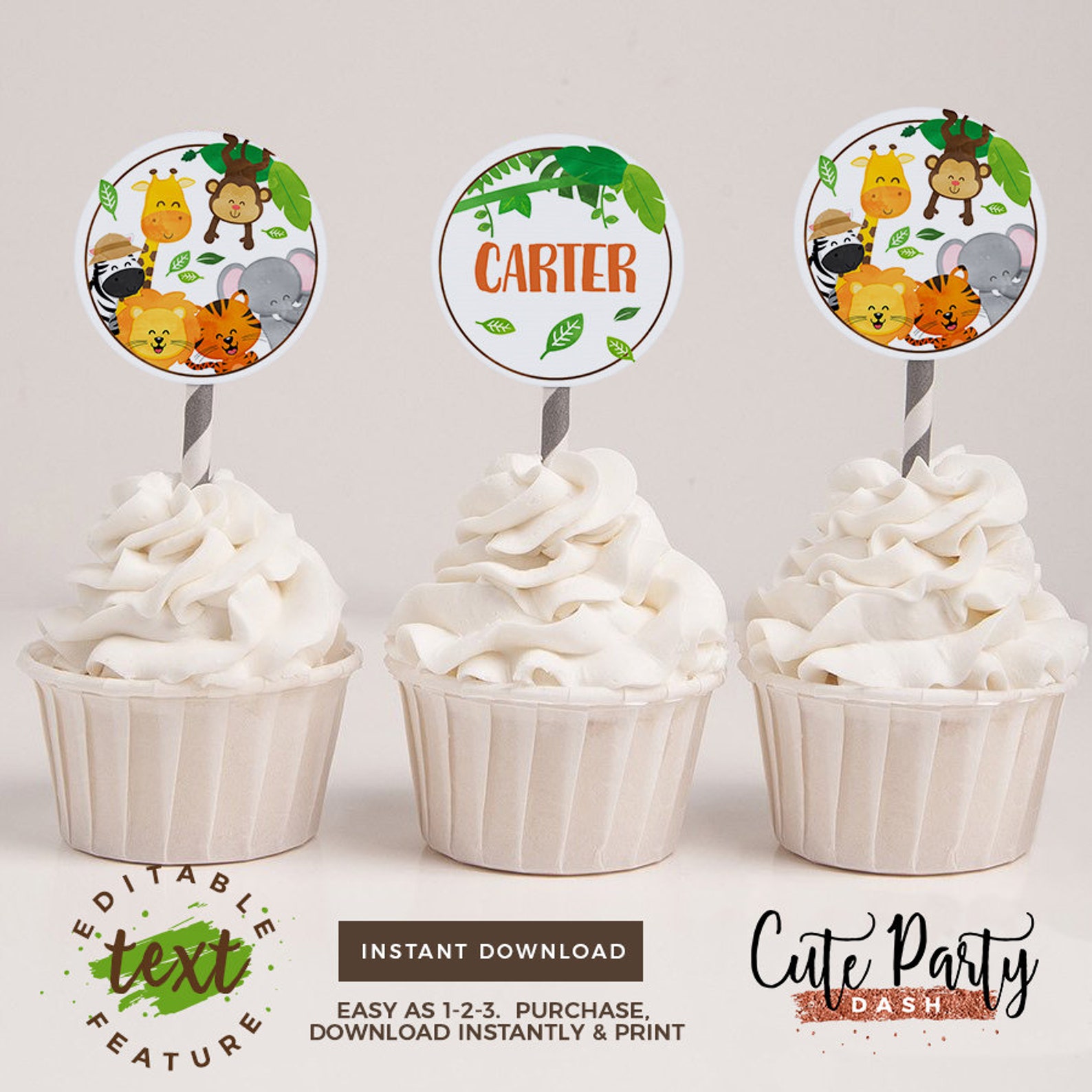 INSTANT DOWNLOAD EDITABLE Jungle Safari Birthday Monthly Photo - Etsy