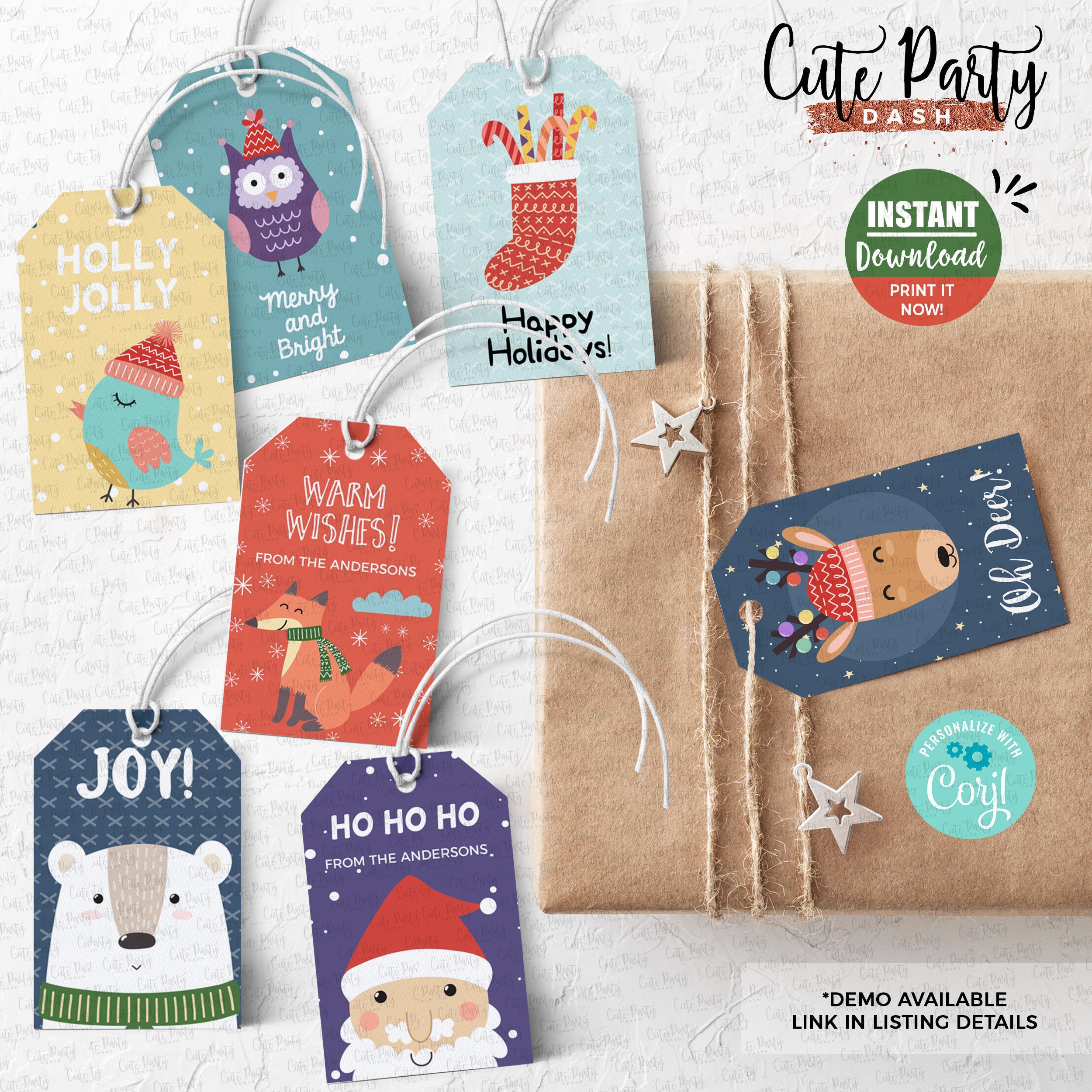 Editable Christmas Gift Tags – Printable Kids Holiday Labels (instant ...