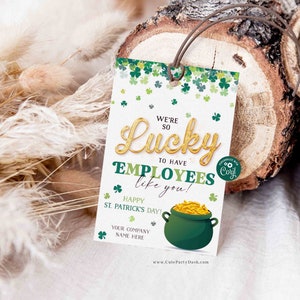 St. Patrick's Day Employee Gift Tag: Lucky Staff Appreciation (INSTANT ...