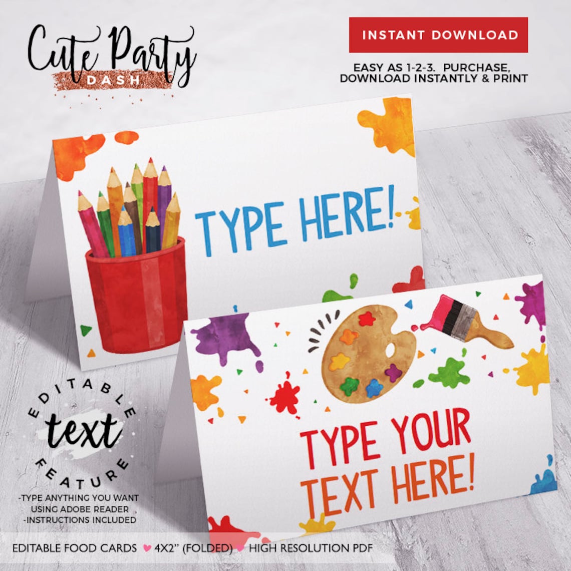 INSTANT DOWNLOAD Art Party Birthday Cake Topper Painting - Etsy