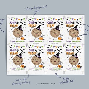 EDITABLE Chip or Treat Halloween Cookie Tag INSTANT DOWNLOAD Trick or ...