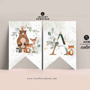 Woodland Greenery Baby Shower Wall Banner Printable INSTANT DOWNLOAD ...