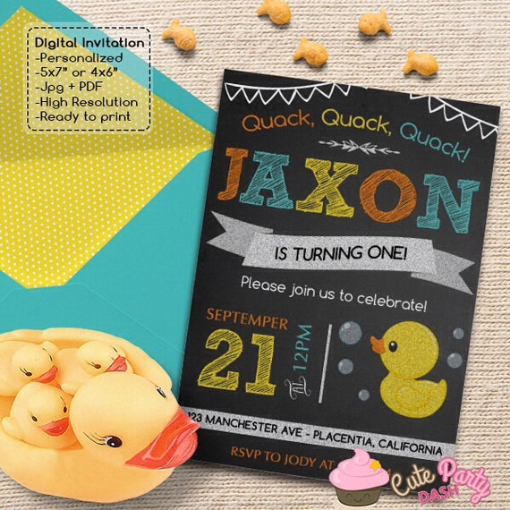 Invitaciones De Patito De Goma