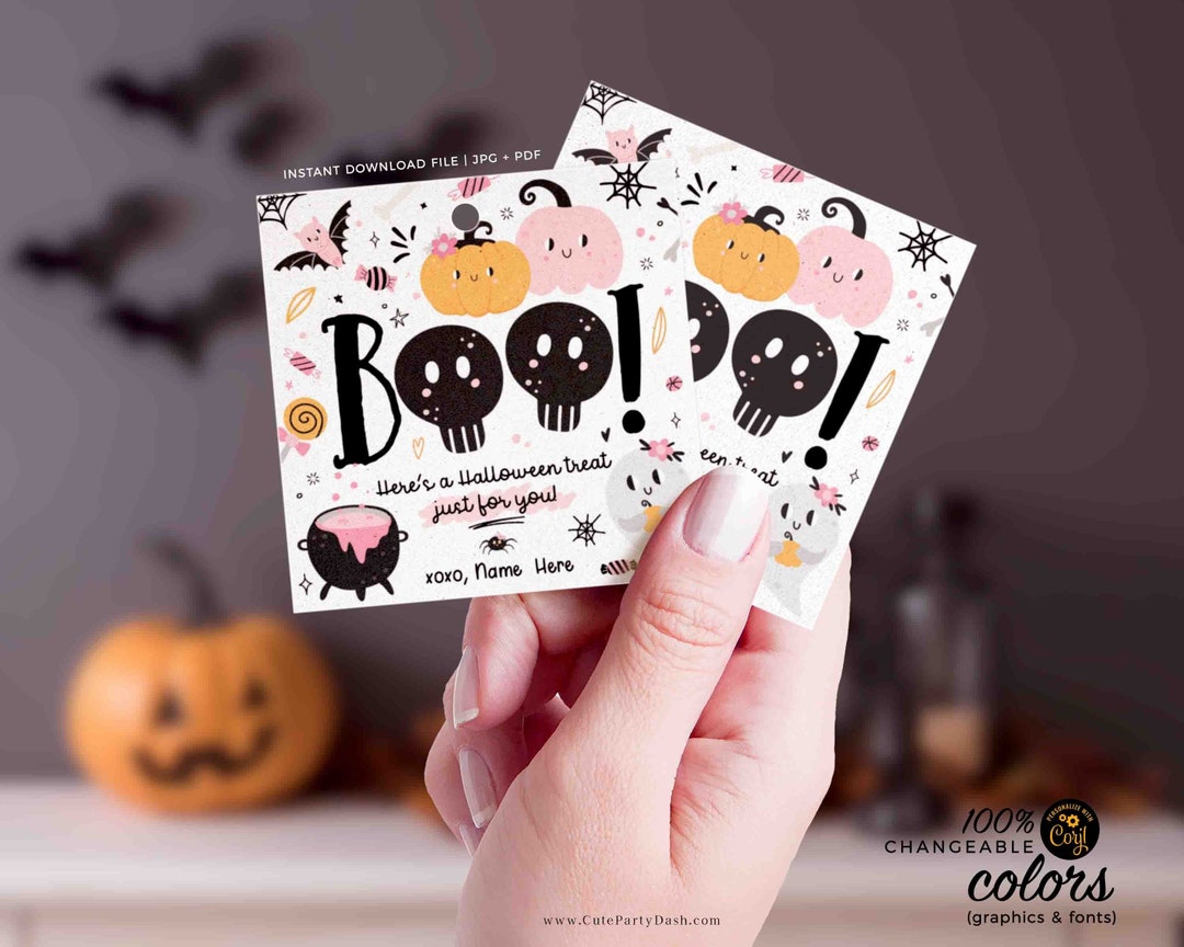 EDITABLE Boo a Treat for You Gift Tag Template Pink Halloween Teacher ...