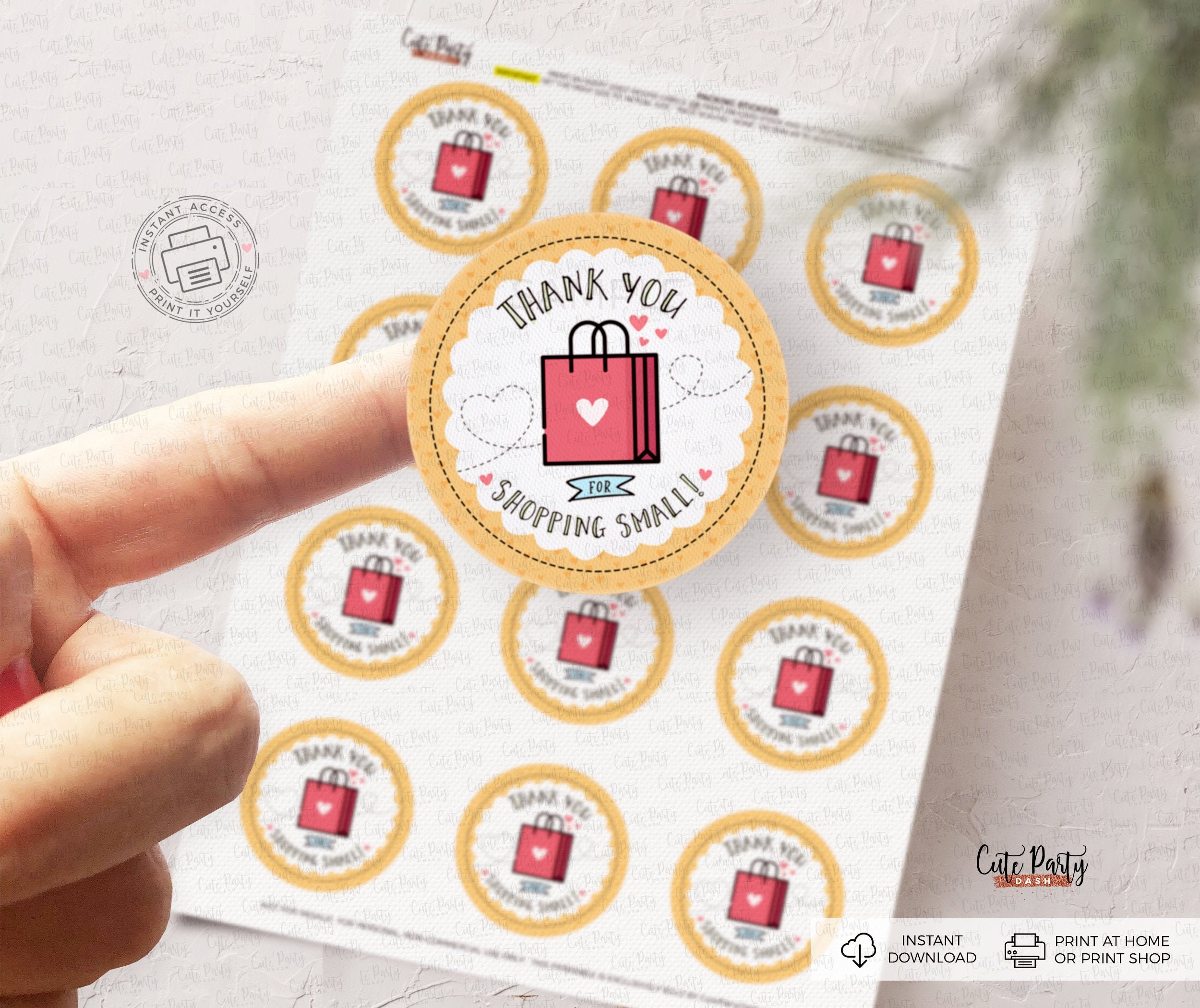 Thanks for Shopping Small Printable Stickers Support Small | Etsy