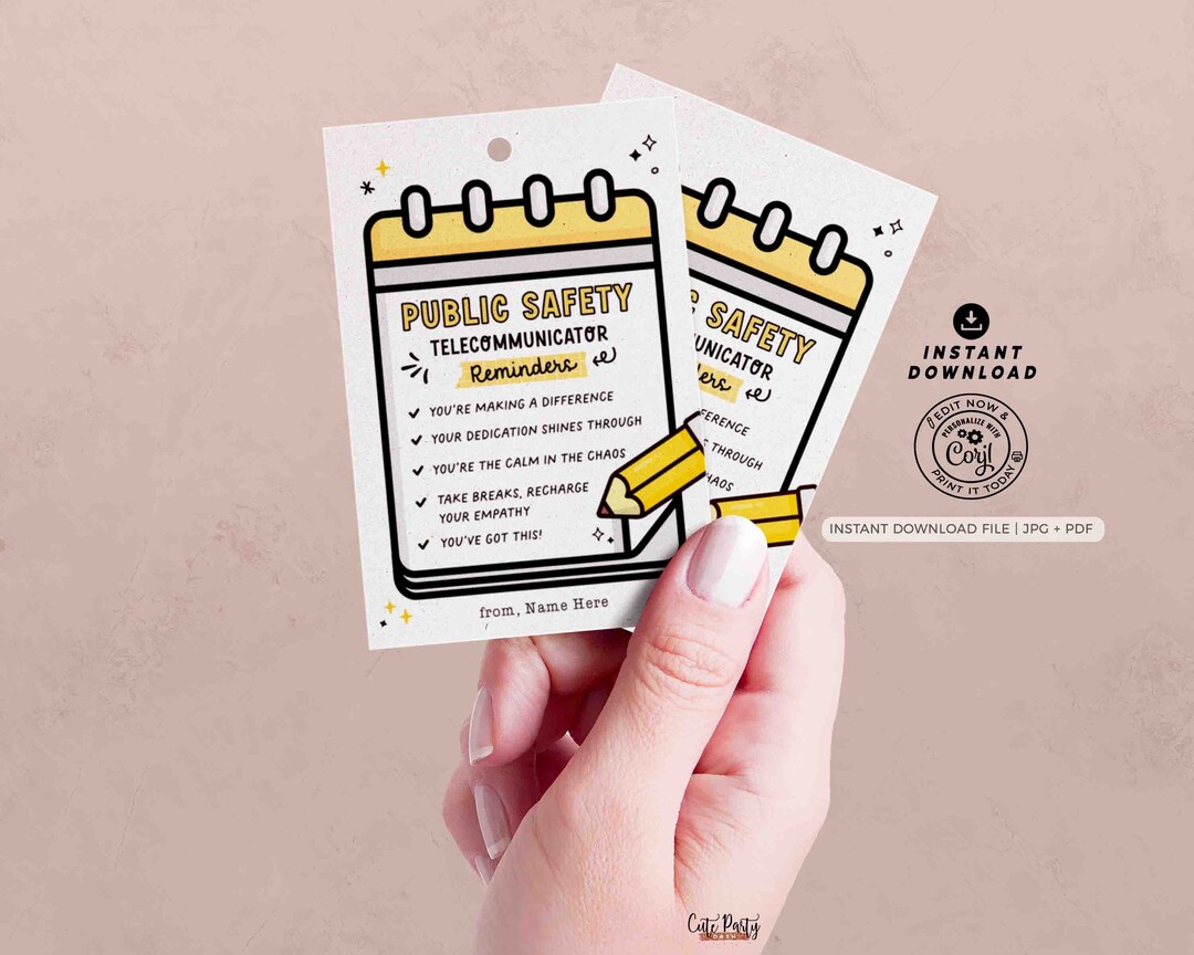 911 Dispatcher Appreciation Gift Tags: Editable Thank You (digital ...