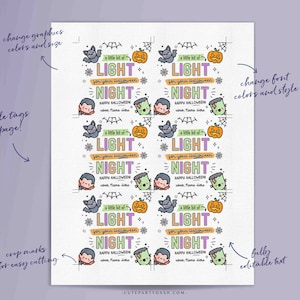 EDITABLE Halloween Treat Tag INSTANT DOWNLOAD Light Your Halloween ...