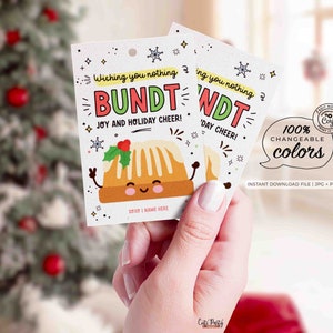 Christmas Bundt Cake Sticker Tag INSTANT DOWNLOAD Winter Break Teacher ...