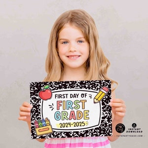 Editable First Day of 1st Grade Sign Bundle Printable INSTANT DOWNLOAD ...