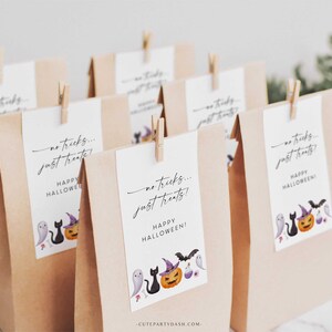 Modern Halloween No Tricks Just Treats Gift Tag, Teacher Staff ...
