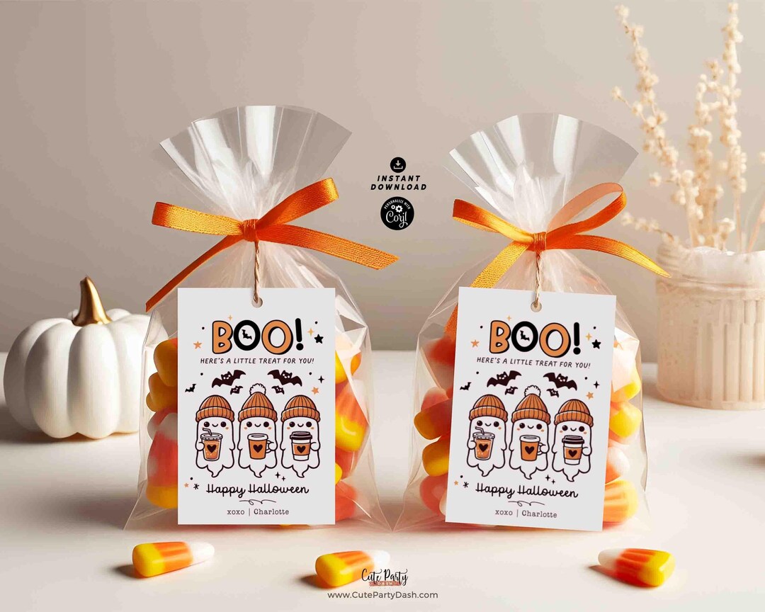 Happy Halloween Gift Tag Printable INSTANT DOWNLOAD EDITABLE Boo a ...