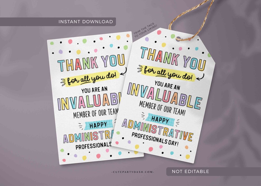 Administrative Professionals Day Gift Tag Employee Appreciation Week ...