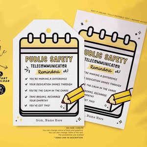 911 Dispatcher Appreciation Gift Tags: Editable Thank You (digital ...