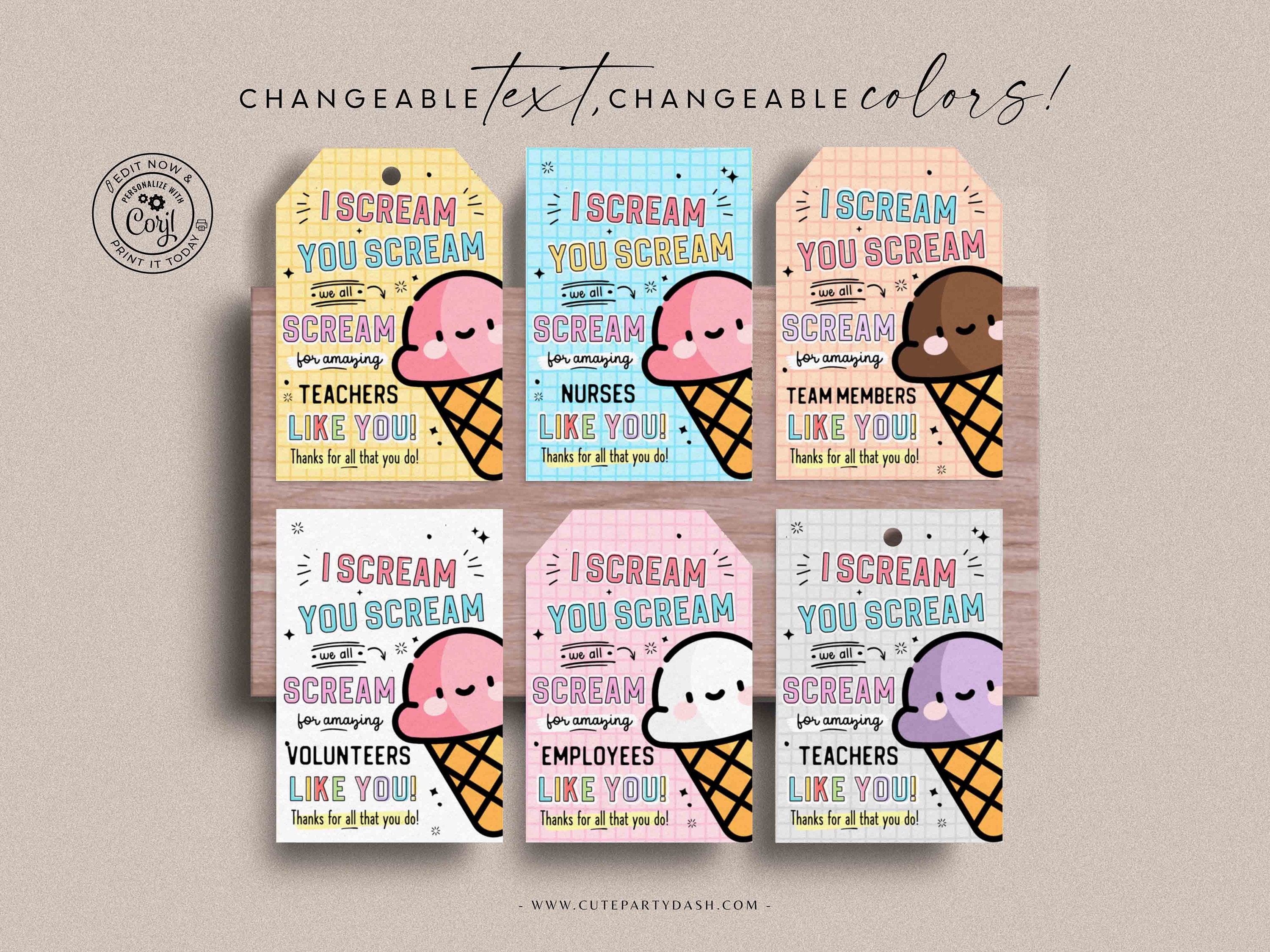 Ice Cream Teacher Appreciation Gift Tag (digital Download) - Etsy