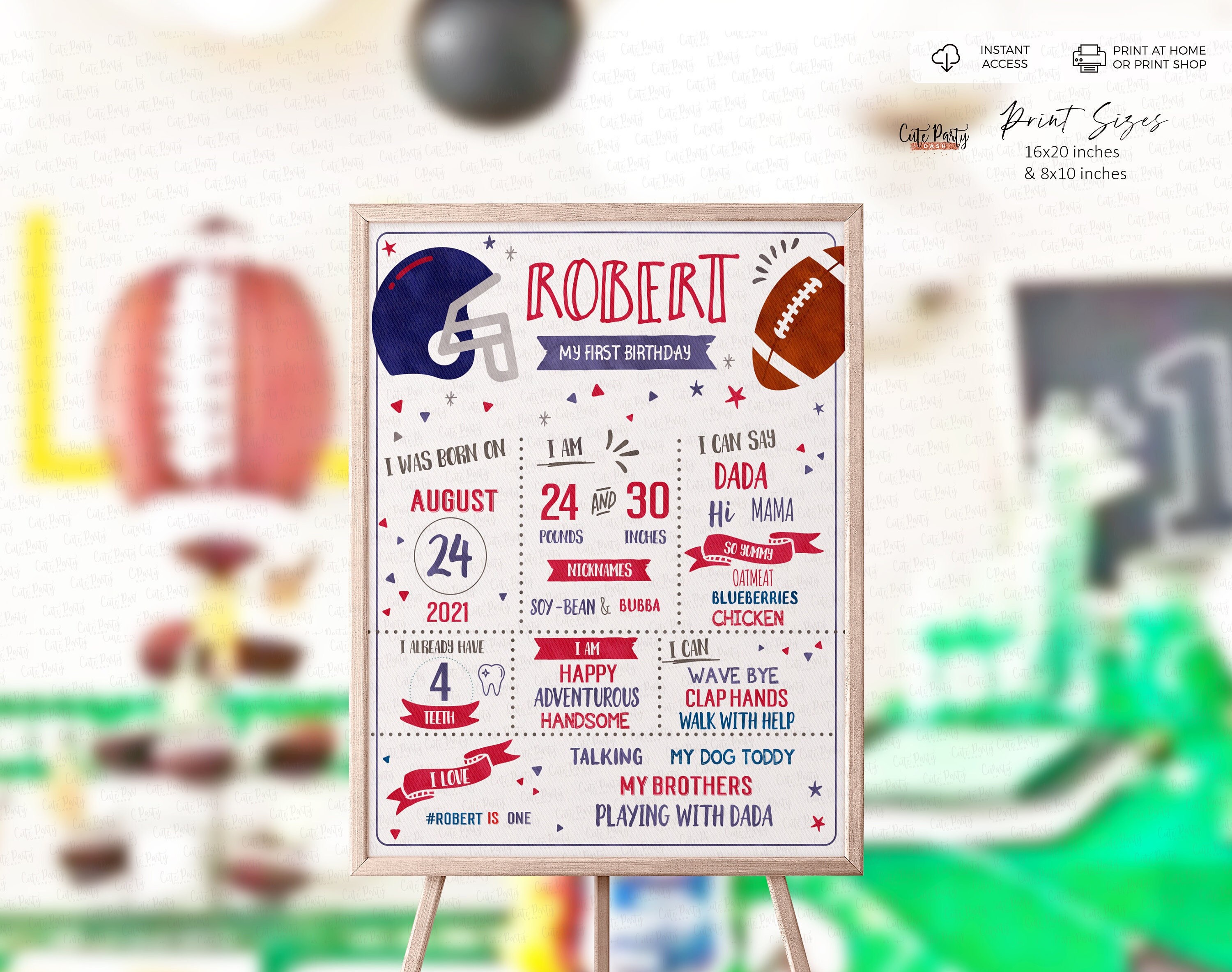 INSTANT DOWNLOAD Editable American Football First Birthday | Etsy