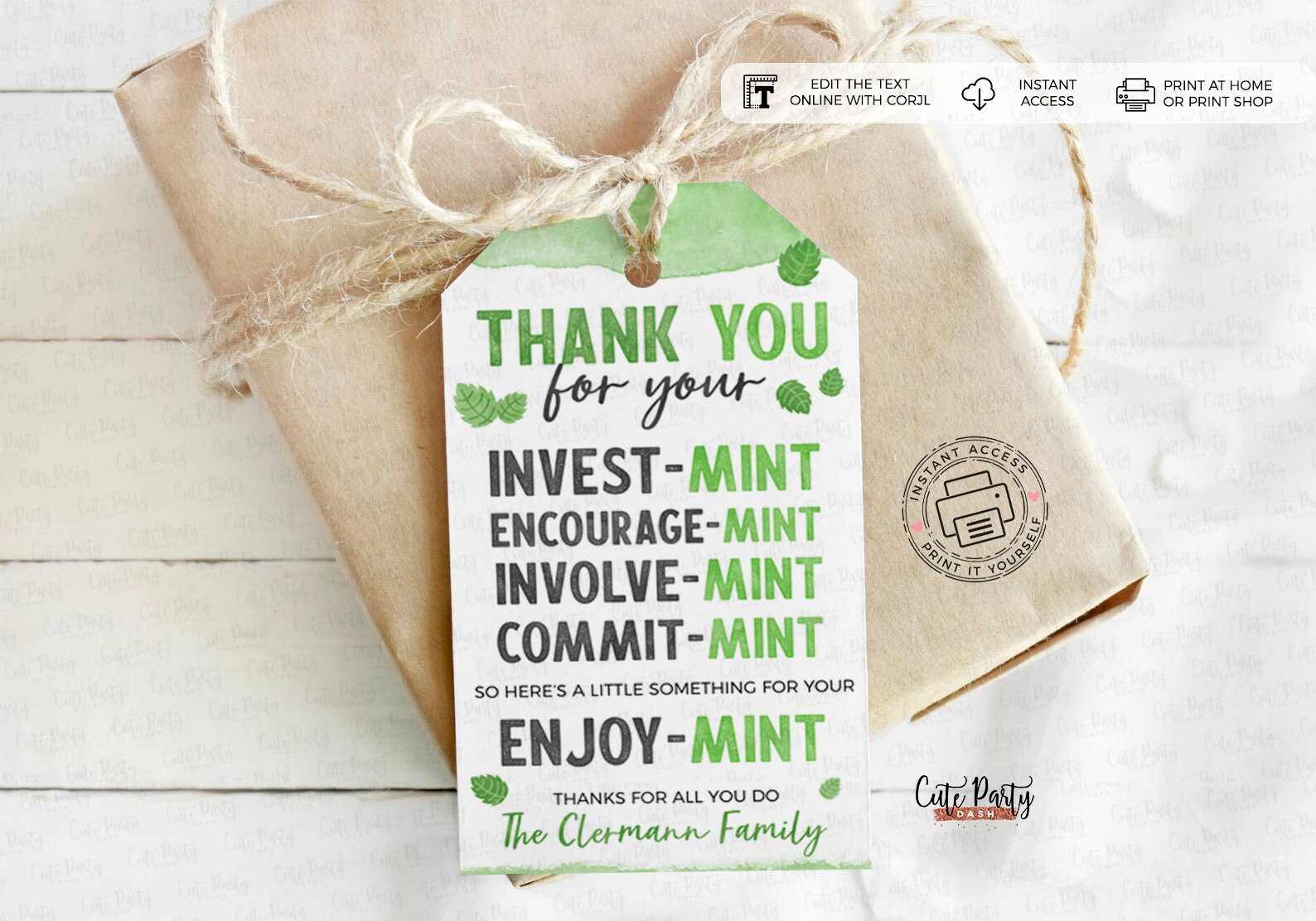 INSTANT DOWNLOAD Volunteer Mint Tags PTA Staff Gift - Etsy