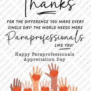 Paraprofessionals Day Gift Tags Printable INSTANT DOWNLOAD Editable ...