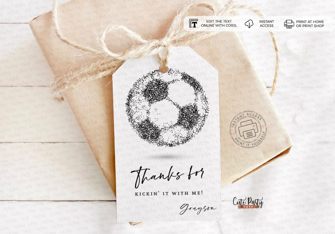 INSTANT DOWNLOAD, Editable Soccer Birthday Favor Tag, Thank You Gift ...