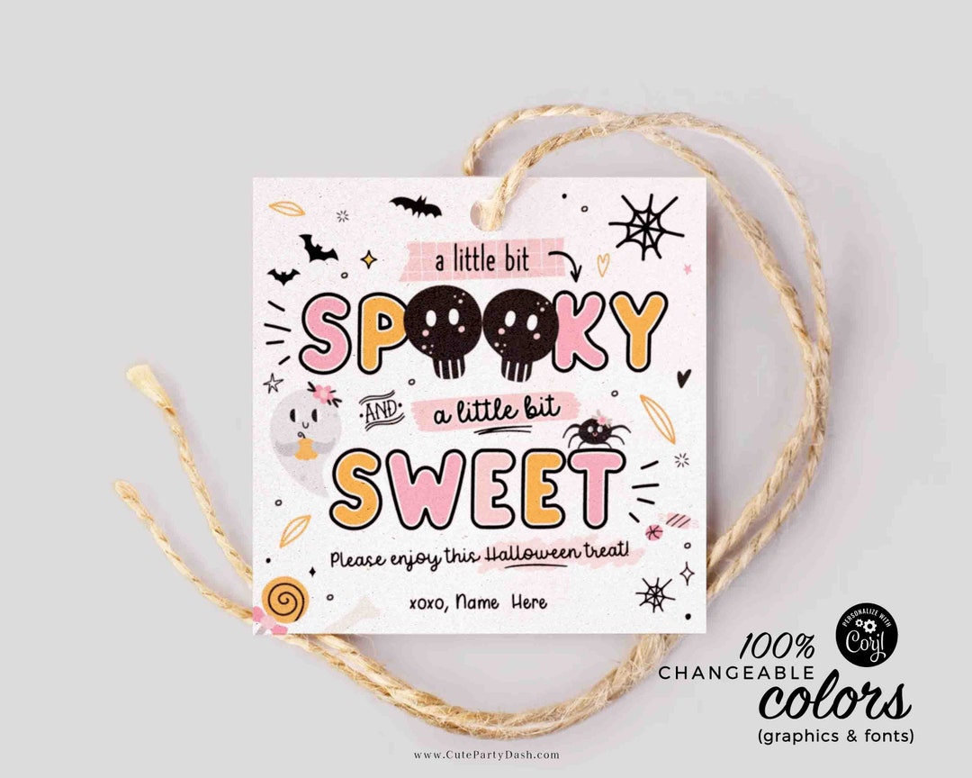 EDITABLE Halloween Spooky & Sweet Gift Tag INSTANT DOWNLOAD Teacher ...
