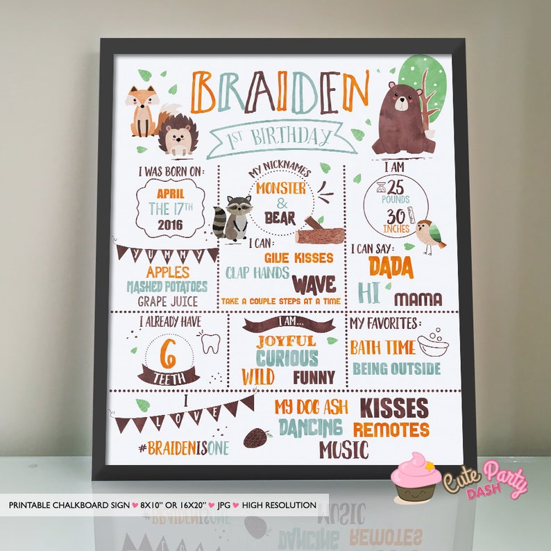 EDITABLE Woodland Birthday Decorations Woodland Animals - Etsy