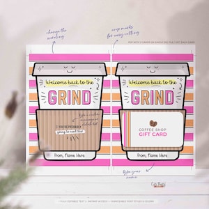 Welcome Back to the Grind Gift Card Holder Editable School Teacher ...