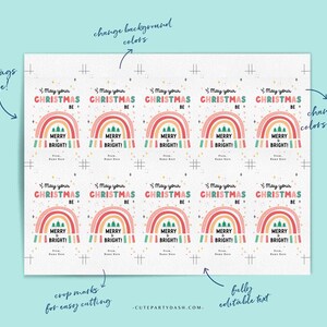 Merry and Bright Christmas Gift Tag Printable INSTANT DOWNLOAD Editable ...