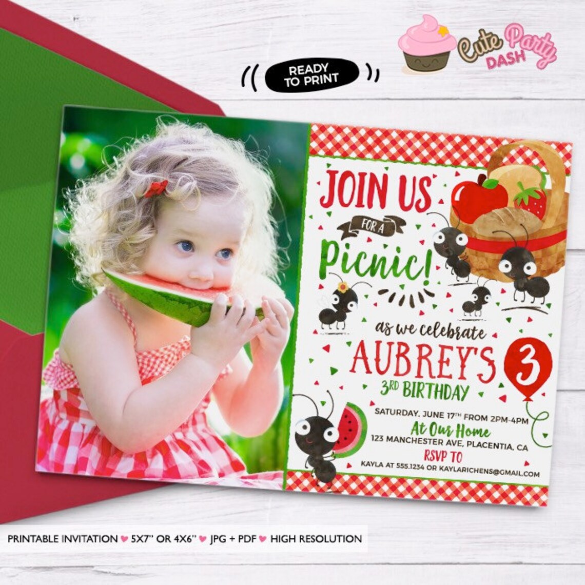 INSTANT DOWNLOAD EDITABLE Picnic Birthday Favor Tags Summer - Etsy