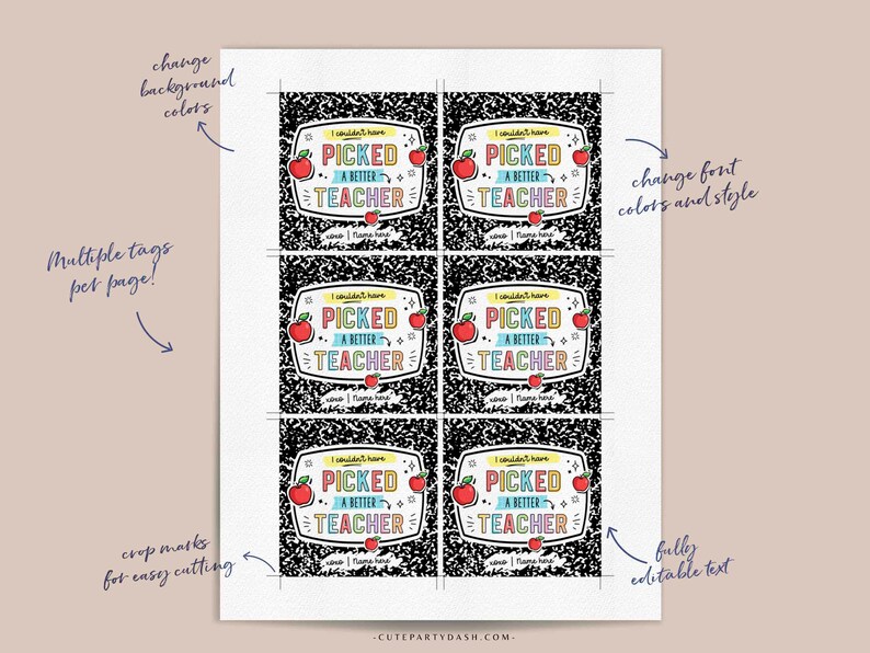 Editable Teacher Appreciation Gift Tag (instant Download) - Etsy