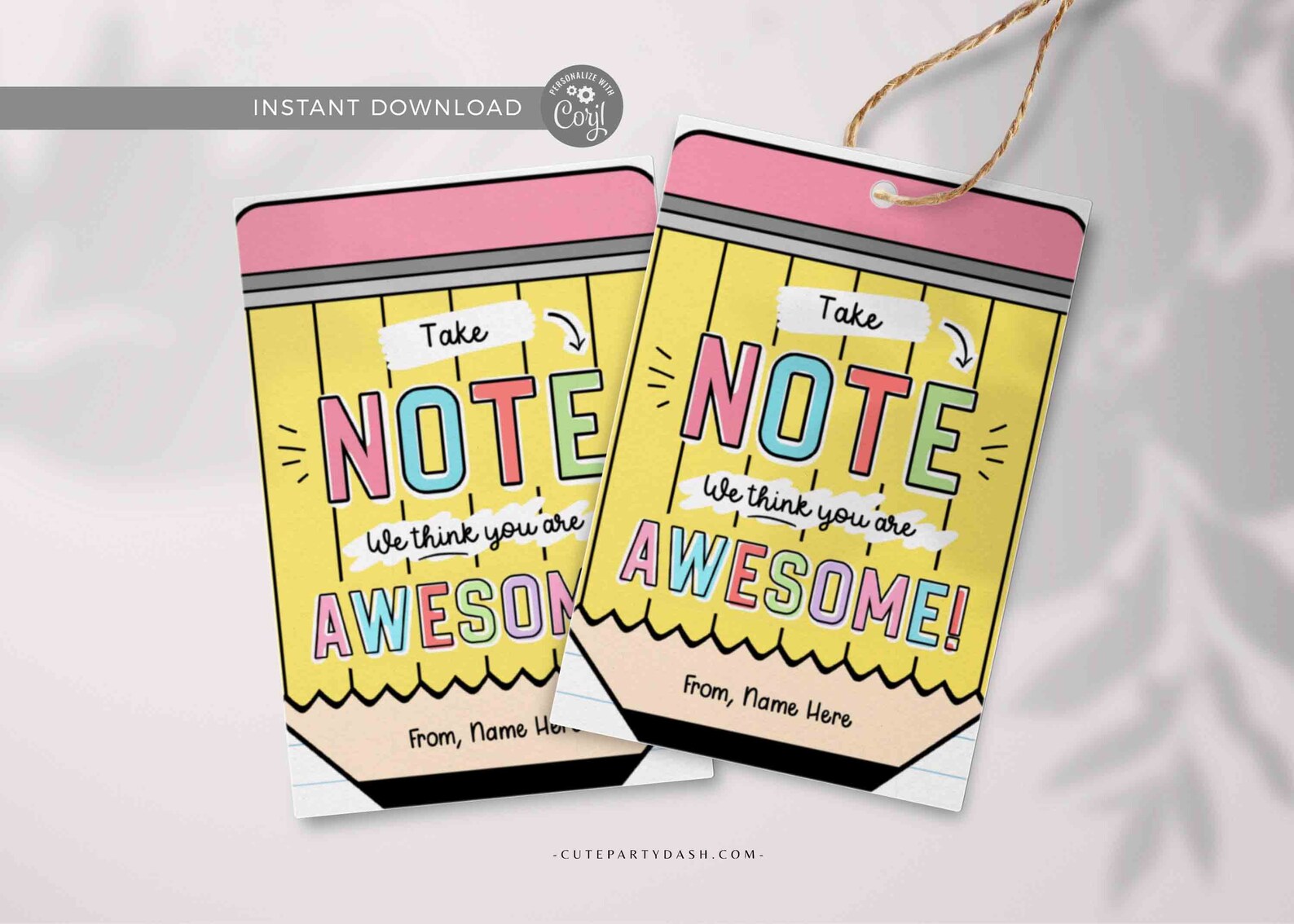 Editable Teacher Gift Tag, Appreciation Notepad Label (digital Download ...