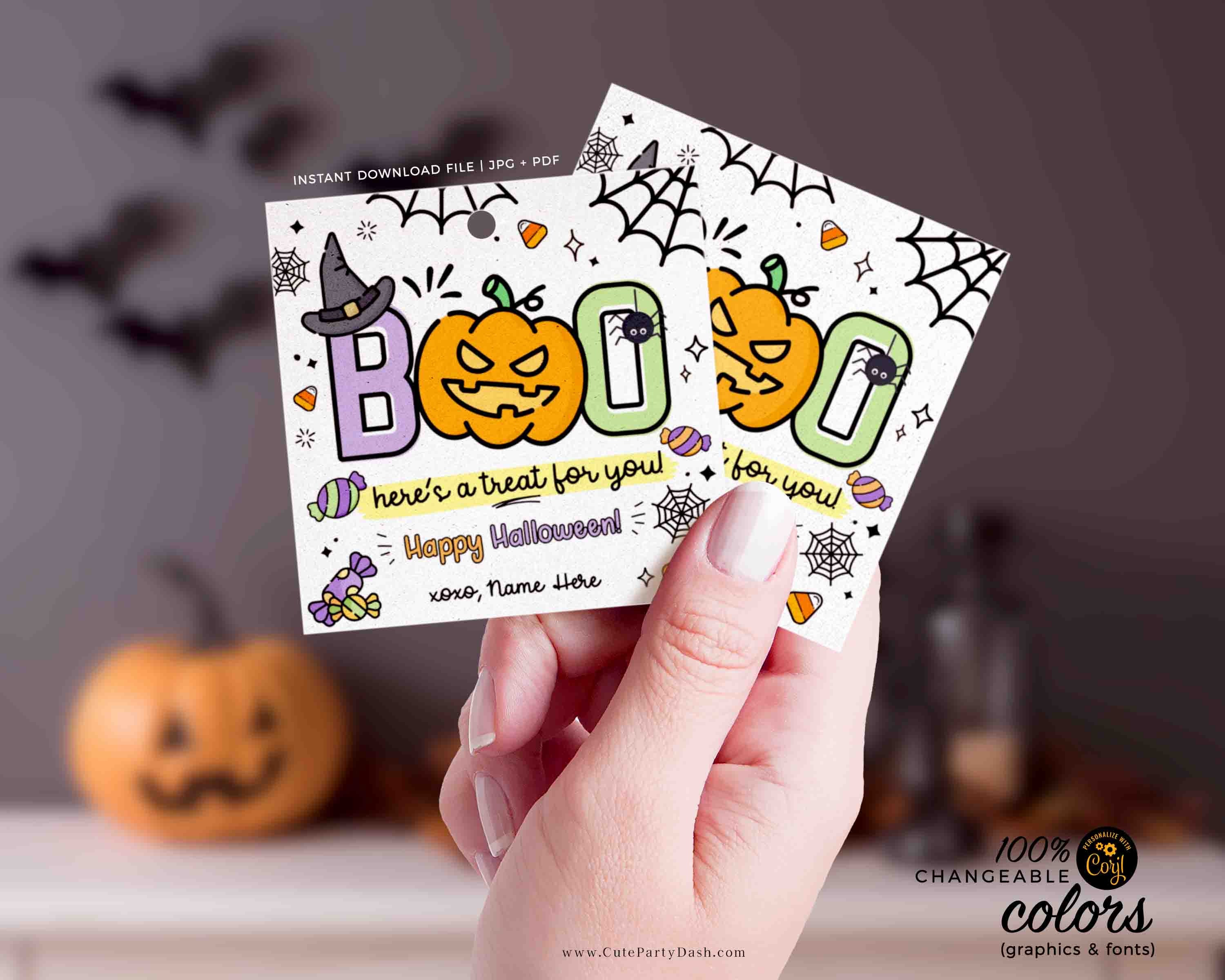 Editable Halloween Treat Tag Template: Spooky Gift Label (instant ...