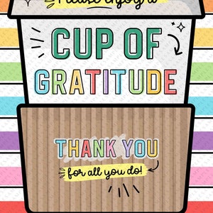 Cup of Gratitude Gift Card Holder: Coffee Thank You (printable Template ...