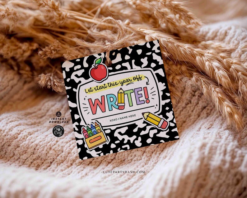 Editable First Day of School Gift Tag: Printable Pen Marker (instant ...