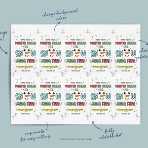 Editable School's Out Winter Break Christmas Gift Tag Printable INSTANT ...