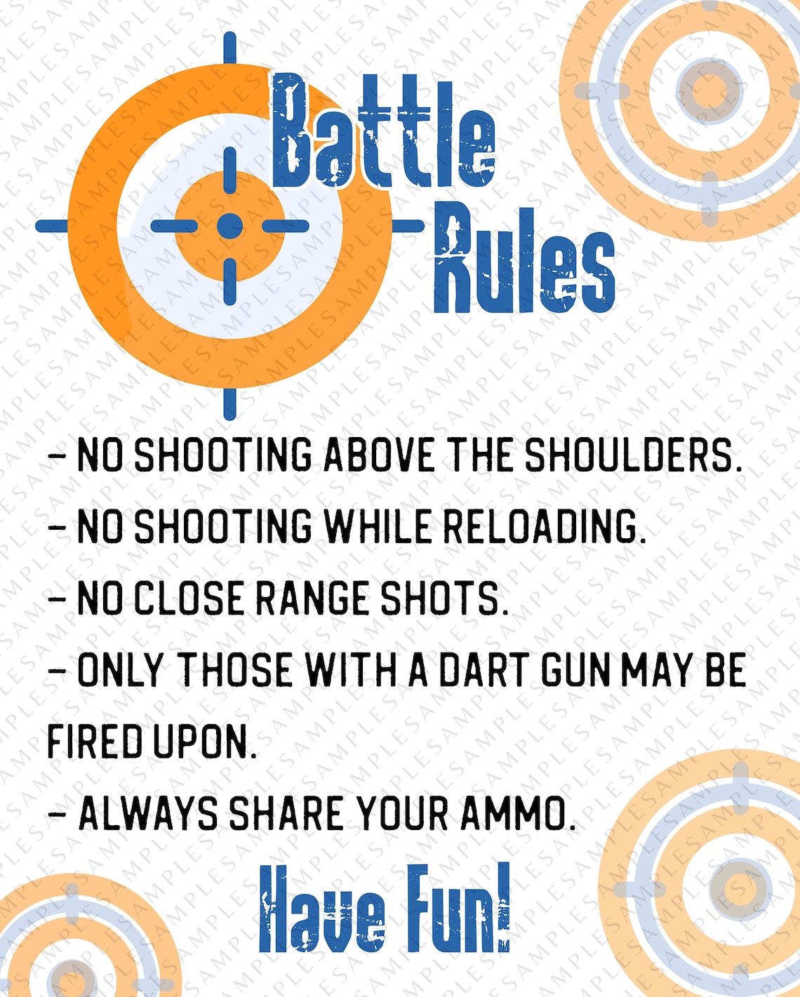 EDITABLE Dart Birthday Party Printable Battle Rules Sign Dart - Etsy