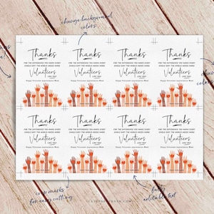 Volunteer Appreciation Gift Tag: Editable Thank You Card (digital ...