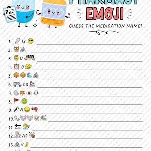 Pharmacy Emoji Game Printable INSTANT DOWNLOAD Editable Guess the ...