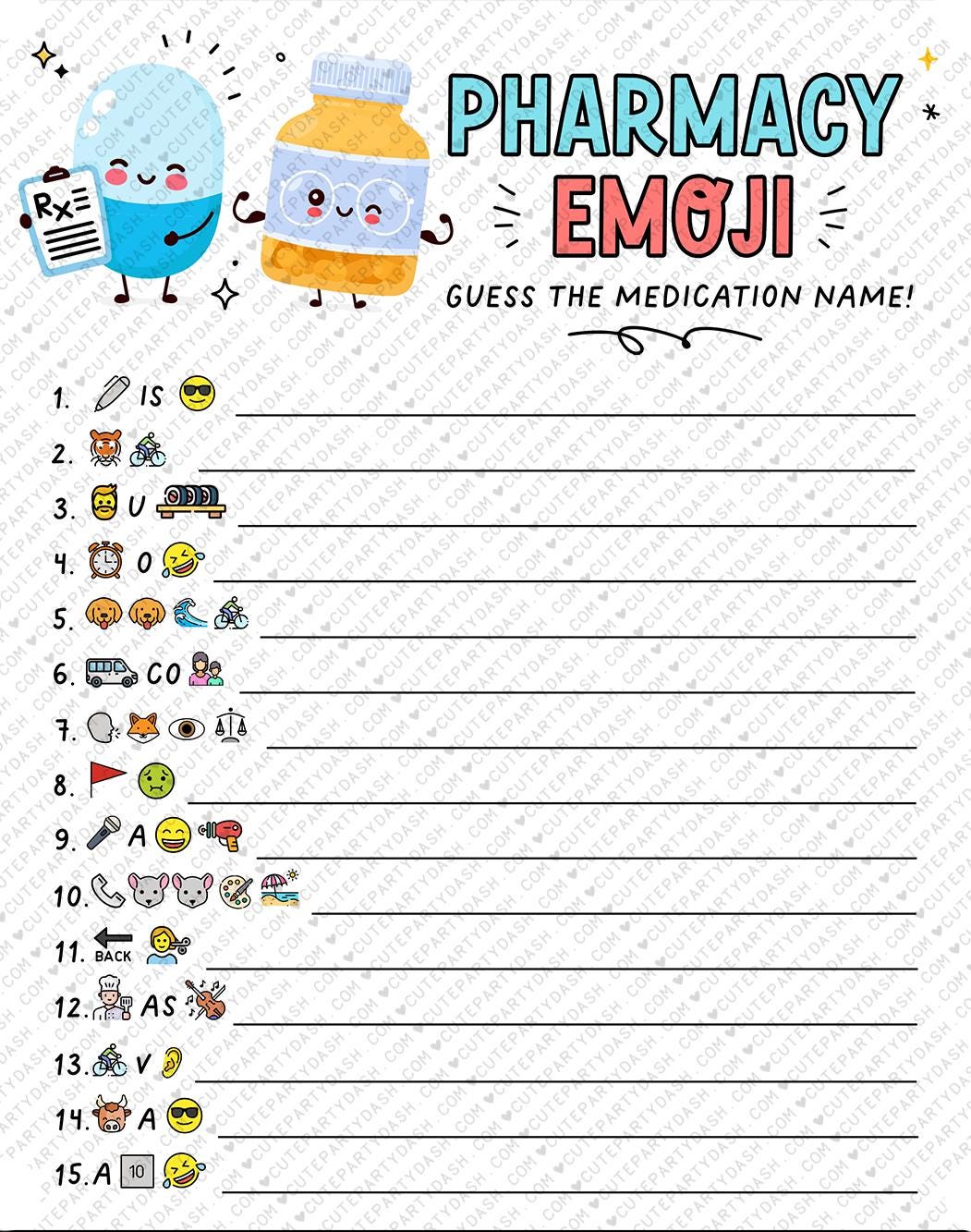 Pharmacy Emoji Game: Guess the Medication Name (printable, Instant ...