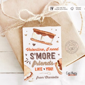 INSTANT DOWNLOAD, S'more Friends Like You Valentine Gift Tag ...