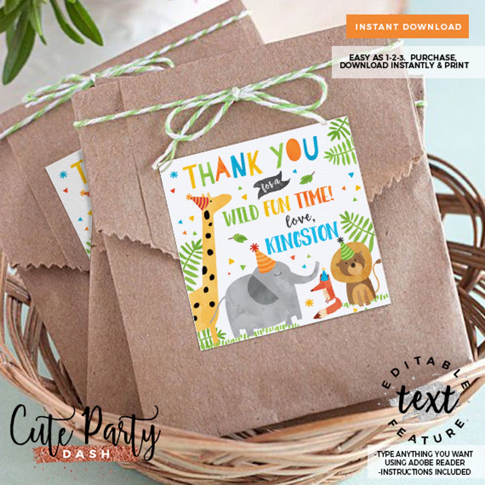 INSTANT DOWNLOAD EDITABLE Party Animals Birthday Decorations | Etsy