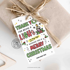 Christmas Candle Gift Tag Printable Holiday Gift Tags Printable INSTANT ...